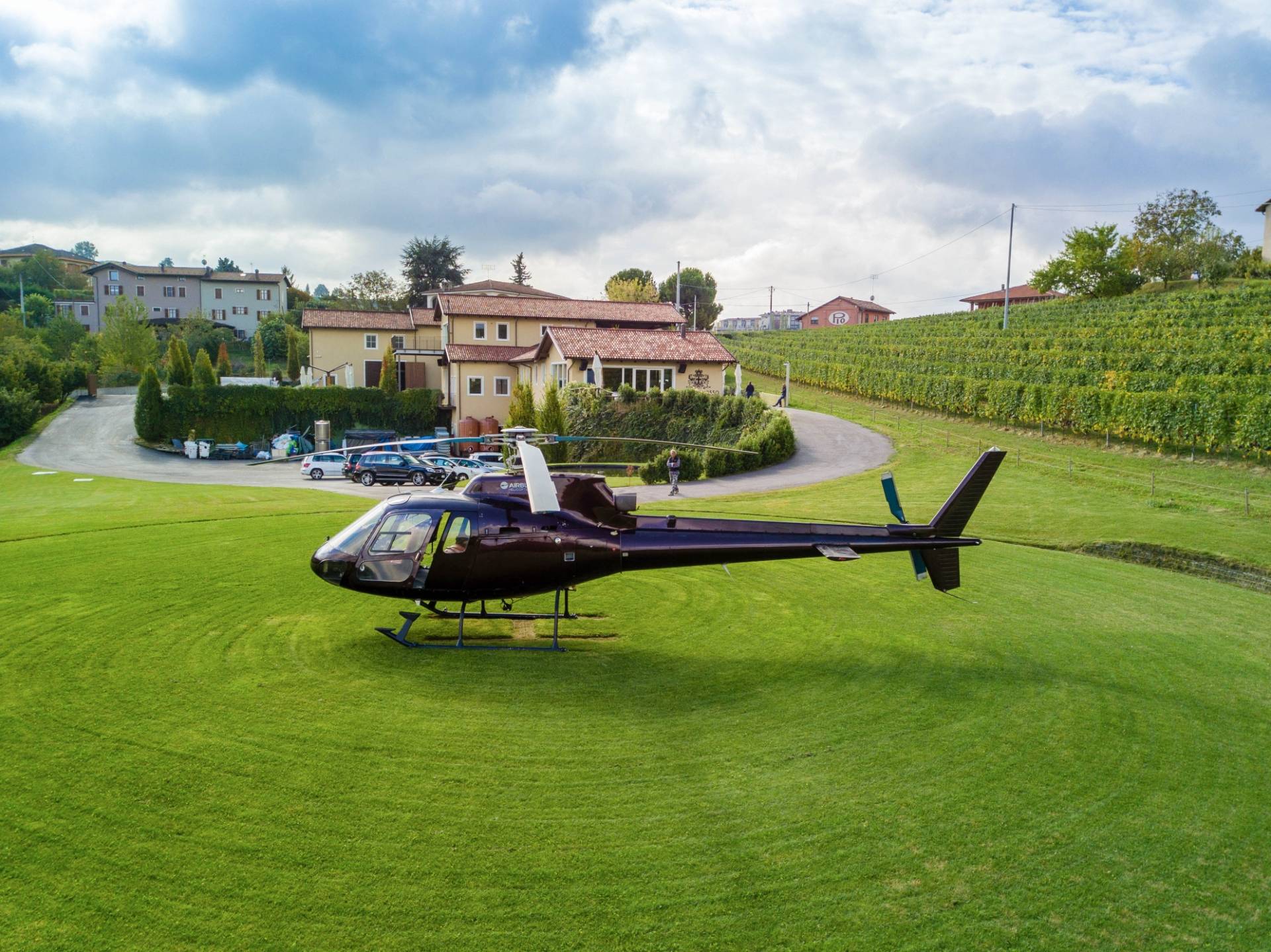 Private Helicopter On A House